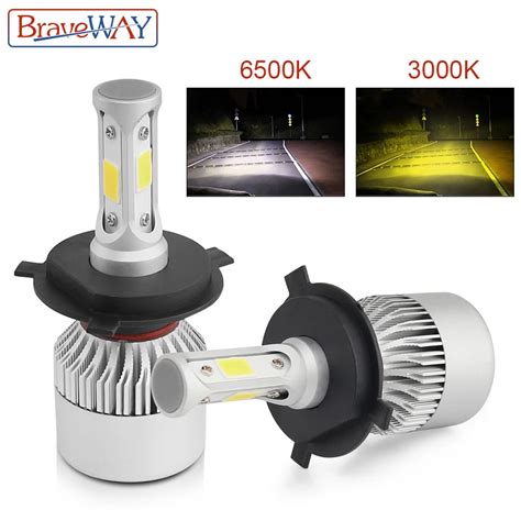 BraveWay H4 LED H7 H11 H1 9005 9006 Car LED Headlight Bulbs Hi Lo Beam ...
