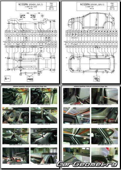Размеры кузова Nissan Qashqai (J10) 2007-2013 Body Repair Manual
