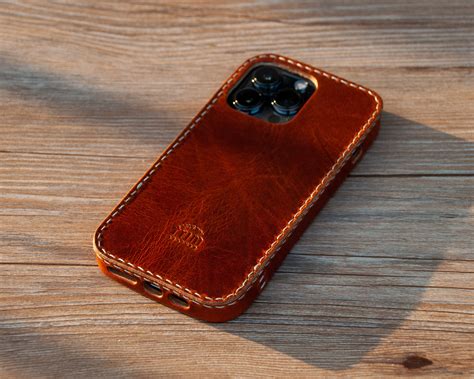 Genuine Embossed Leather Case in Cognac for iPhone 13 Pro Max, iPhone ...