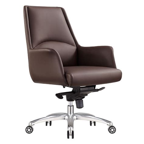 Good Quality Comfortable Brown Leather Mid Back Boss Office Chair For ...