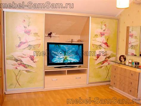 Шкафы купе с комодом под телевизор в интерьере (65 фото) - красивые ...