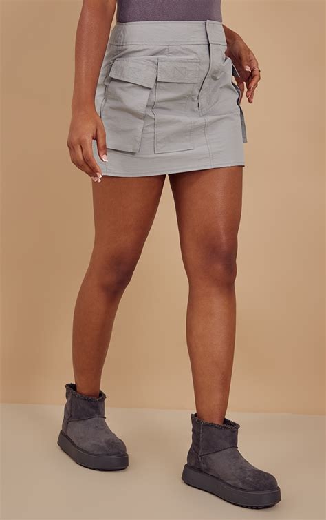 Light Grey Ripstop Pocket Cargo Mini Skirt | PrettyLittleThing USA