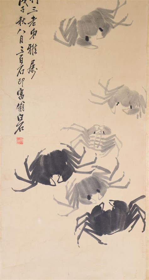 Sold Price: Chinese Watercolour Crab Qi Baishi 1864-1957 - March 4 ...