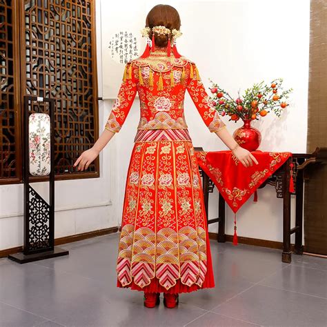 Китайские традиционные свадебное платье Cheongsam Красный Длинные ...