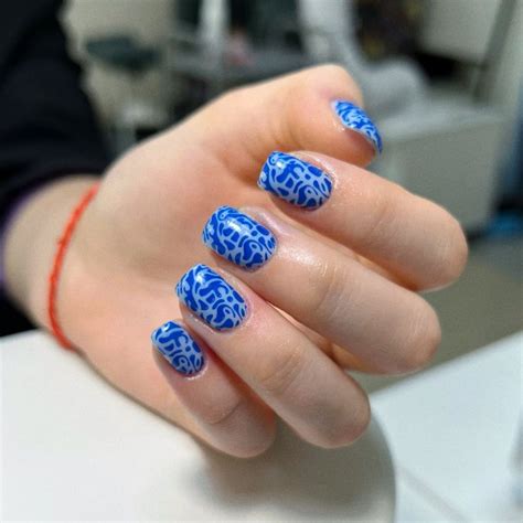 Ногти синий стемпинг | Nails