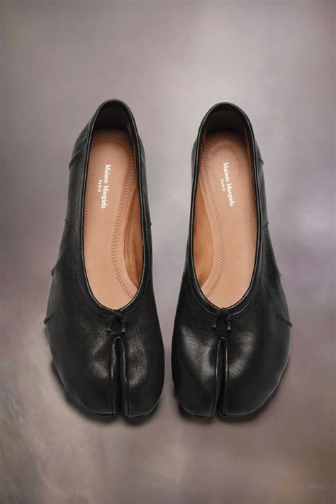 Black Nappa Leather Tabi Ballerina Flats | Maison Margiela
