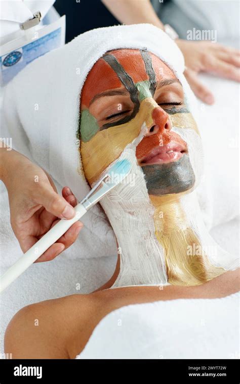 Colour energy, mud mask for facial treatment, Spa-relais Stock Photo ...