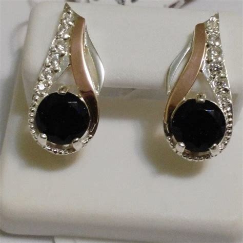 Серьги из серебра и золота с синим авантюрином(им) Визит: продажа, цена ...