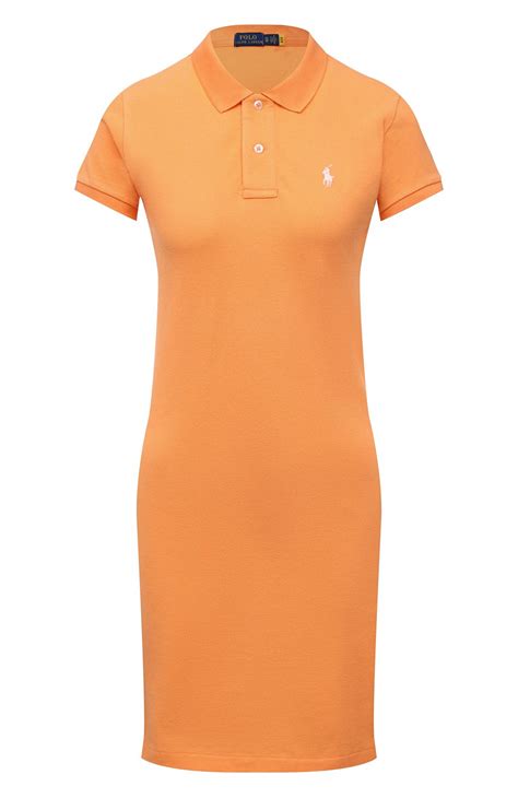 Женское оранжевое хлопковое платье POLO RALPH LAUREN купить в интернет ...