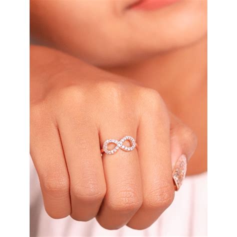 SILBERRY 925 Sterling Silver Rose Gold Infinity Aura Ring for Womens ...
