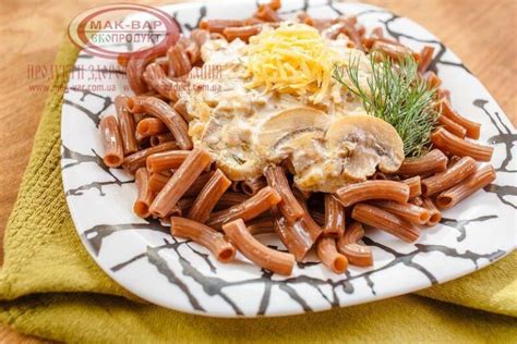 Рецепт - Макароны с грибами в сливочном соусе