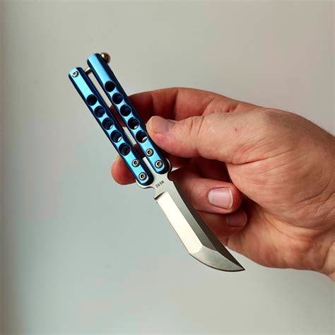 Нож бабочка, микро балисонг Atroposknife "Demon" синий. Нож ...