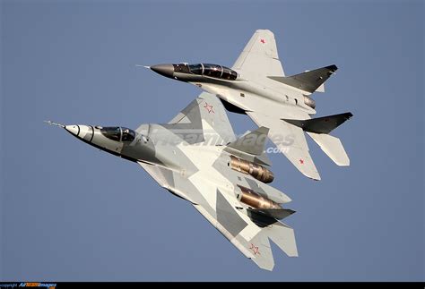 Sukhoi T-50 and MiG-35D - Large Preview - AirTeamImages.com