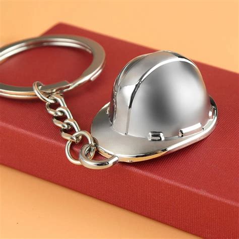 Серебристый металлический брелок-каска | AliExpress