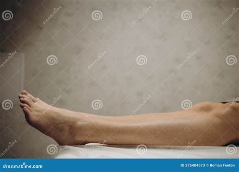 Beautician Waxing Female Legs in Spa Center. Stock Image - Image of ...