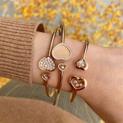 Браслеты Chopard Happy Hearts из розового золота с плавающими и ...