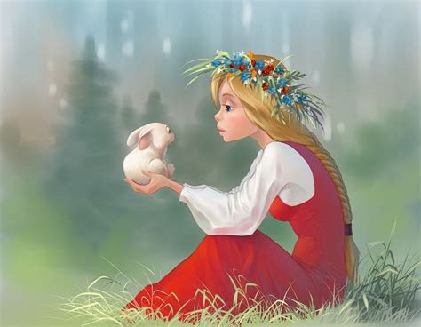 Сообщество иллюстраторов | Иллюстрация Девушка с кроликом ...