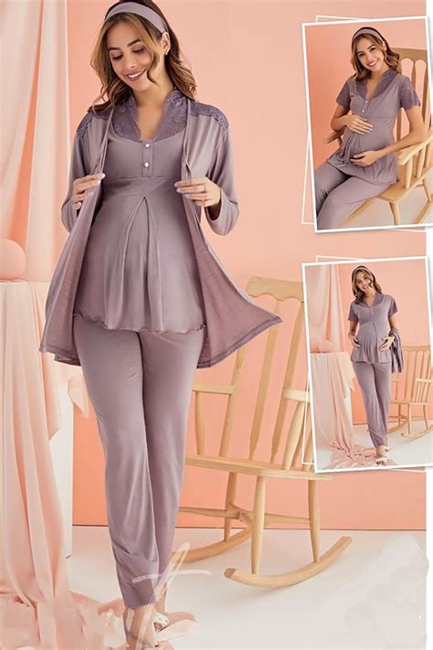Polkan 36014 Mom Sabahlıklı Lohusa Pijama Takımı - Lohusa Hamile