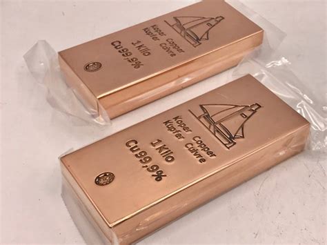 2 Stuks 1 kilo koperbaren 999 Fine Copper - Catawiki