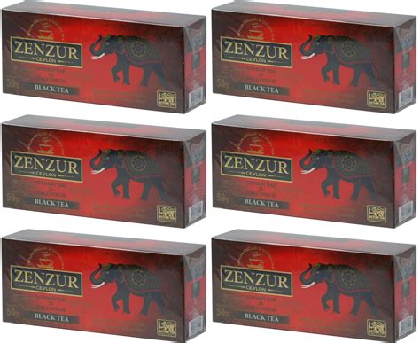 Zenzur Чай черный цейлонский Black tea, 25 пакетиков, 50 г, 6 уп ...
