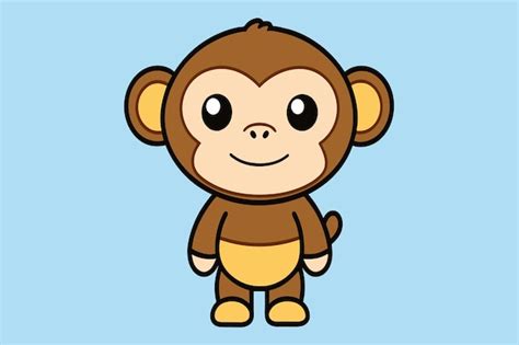 Карикатурная обезьяна стоит на синем фоне | Премиум AI-сгенерированный ...