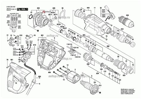 Запчасти для перфоратора Bosch PBH 2900 RE деталировка 1 (3603C93101 ...