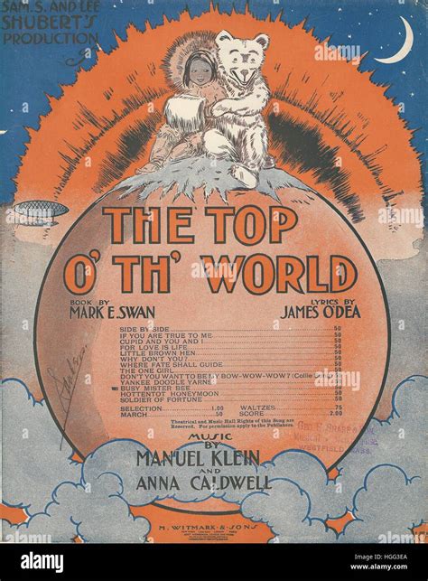"The Top o' th' World" 1907 Musical Sheet Music Cover Stock Photo - Alamy
