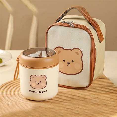 Ланч-бокс из нержавеющей стали с медведем | AliExpress