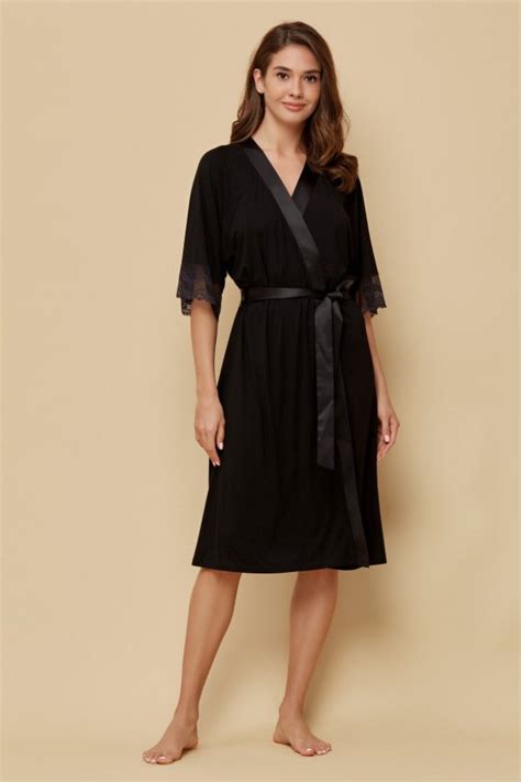 Халат с кружевной спинкой 802-6759 black от Obrana купить в Киеве ...
