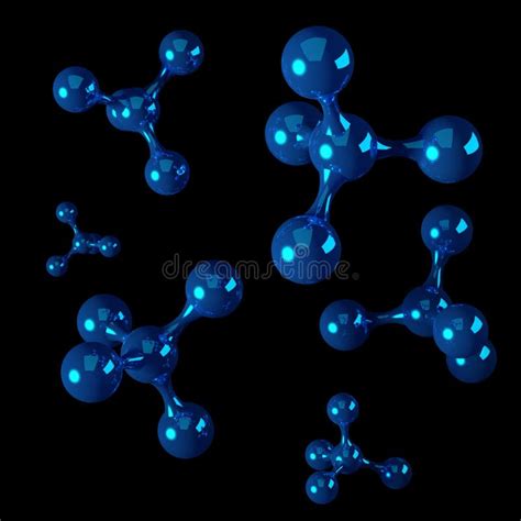 Molecules Isolated on Black Stock Illustration - Illustration of render ...