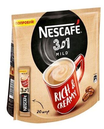 Растворимый кофе Nescafe 3 в 1 мягкий, в стиках, 1 уп., 290 г — купить ...