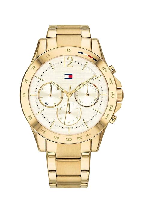 Tommy Hilfiger, Часовник с метална верижка, Златист - eMAG.bg