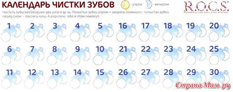 Календарь чистки зубов - Развиваем ребенка дома (от 0 до 7 лет ...