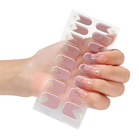 Semicured Gel Nail Stickers UV/LED Lamp Required 16Pcs Gel Nail Polish ...