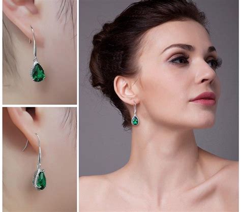 Серьги золотые висячие с изумрудом - 97 фото