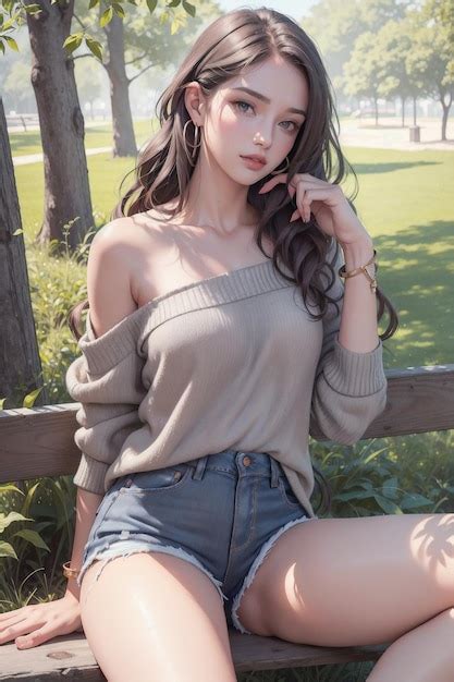Premium AI Image | beautiful model in the park
