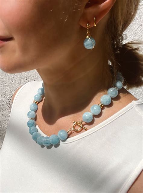Aquamarine Necklace, Chunky Necklace, Gumball Beaded Necklace ...