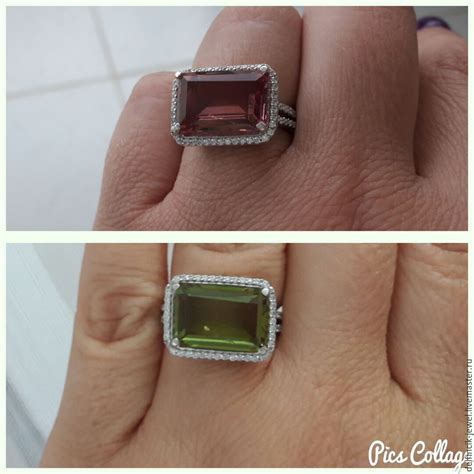 Серебряное кольцо с прямоугольным поперечным султанитом в интернет ...