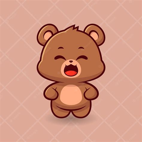 Милый счастливый медведь мультфильм векторная иконка иллюстрация ...