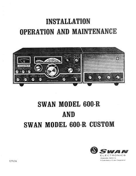 SWAN 600R Service Manual download, schematics, eeprom, repair info for ...