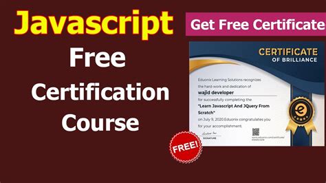 Javascript Free Course With Certificate | Javascript | Free Certification Course For Beginners ...