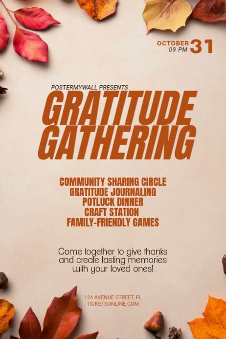 Brown 3d Gratitude Gathering Poster Template | PosterMyWall