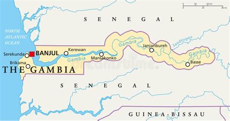 Карта Гамбии политическая иллюстрация вектора. иллюстрации ...