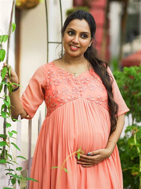 Maternity Party Wear Short Dress- Peach