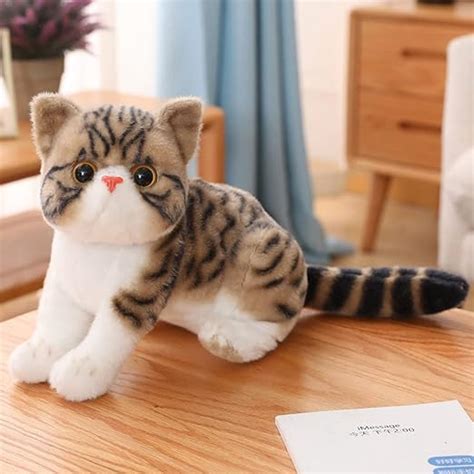 Katze Kuscheltier echt, 26cm Simulation Katze Lebensecht Stehend Katze ...