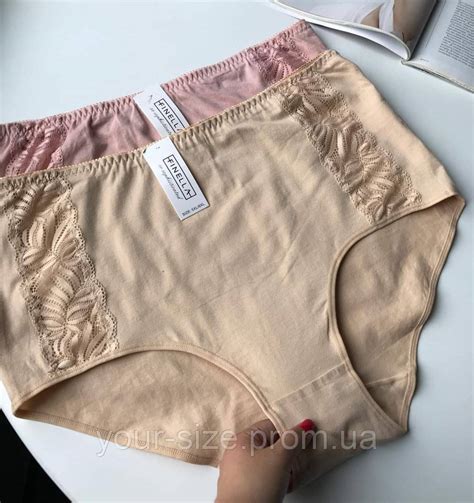 Женские трусы слипы кружевные батальные Finella, хлопок Графіт, 5XL-6XL ...