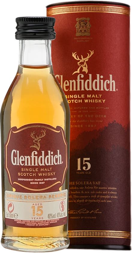 Виски Glenfiddich, 15 Years Old, in tube, 0.05 л. купить Гленфиддик, 15 ...