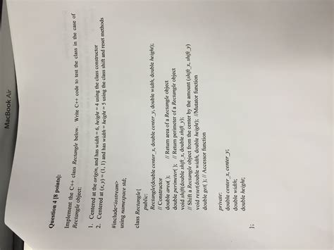 Solved Implement the c++ class. rectangle below. Write C++ | Chegg.com