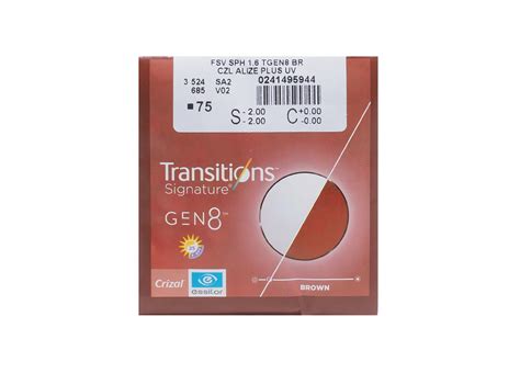 Essilor 1.61 Transitions Gen8 Brown/Grey Crizal Alize+UV