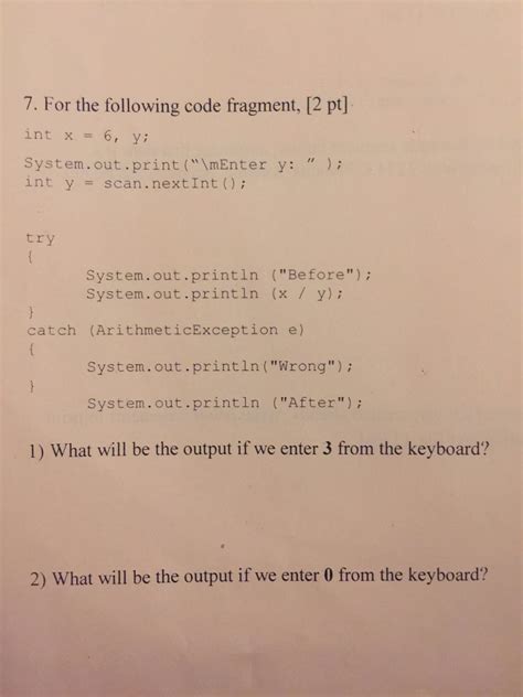 Solved For the following code fragment, int x = 6, y; | Chegg.com